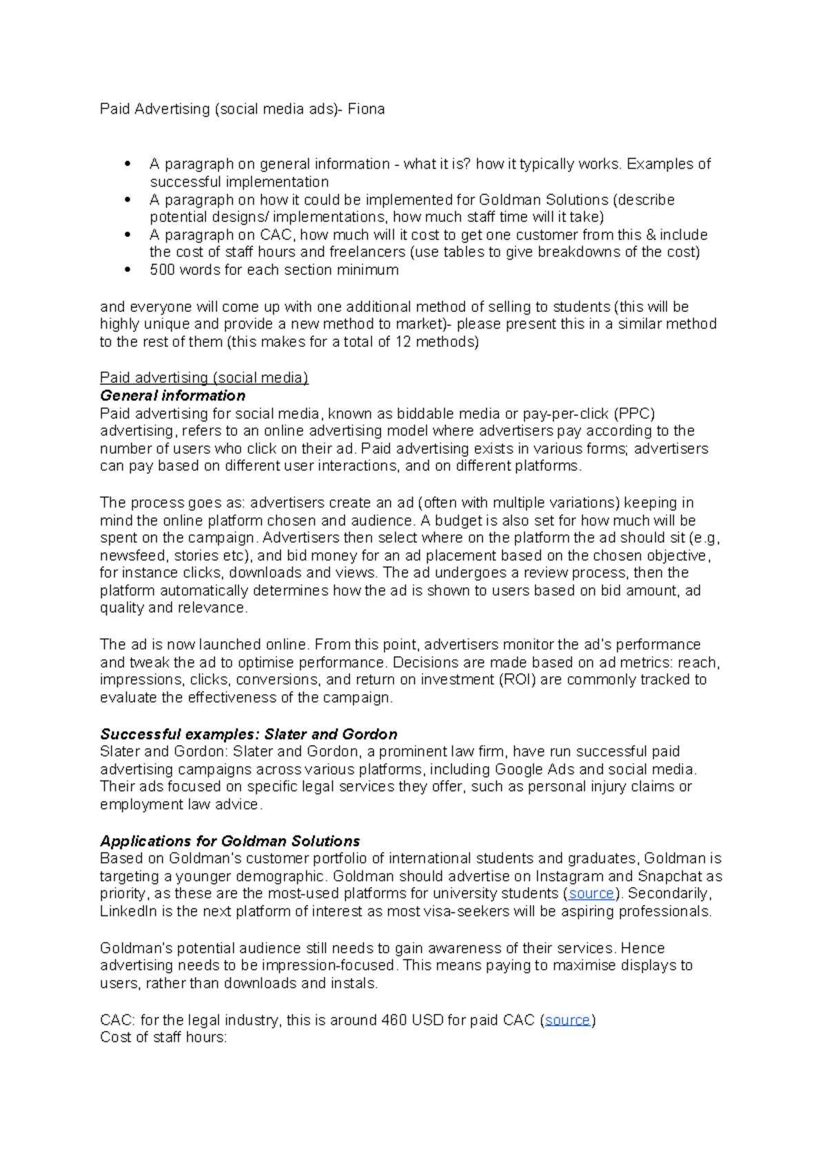 Fiona Goldman - ..................... - Paid Advertising (social media ...