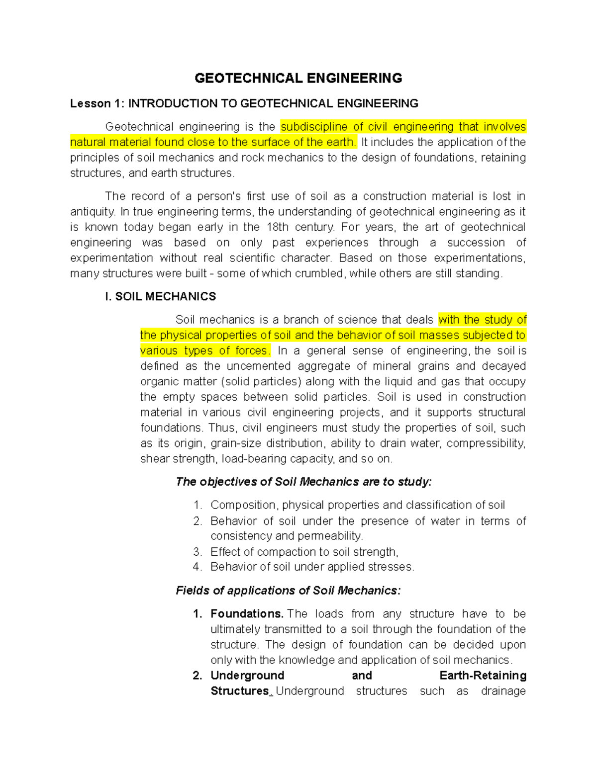 Geotechnical Engineering Lectures Lesson 1 2 - GEOTECHNICAL ENGINEERING ...