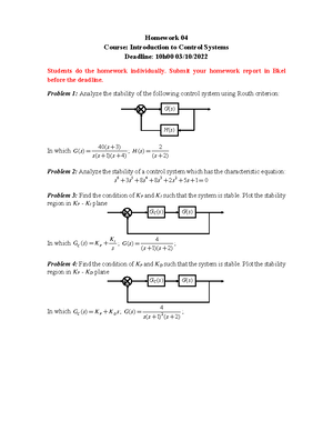 Homework 10 Intro Ctrl Sys Semester 221 TT02 - Homework 10 Course: Introduction to Control ...
