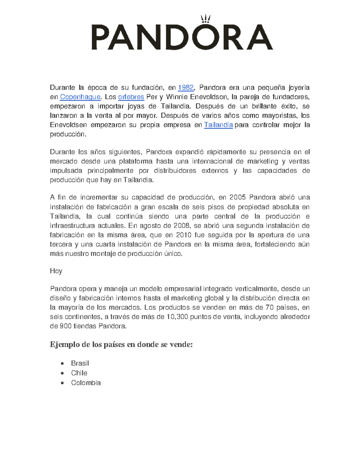 Pandora Oficial - Durante la época de su fundación, en 1982 , Pandora ...