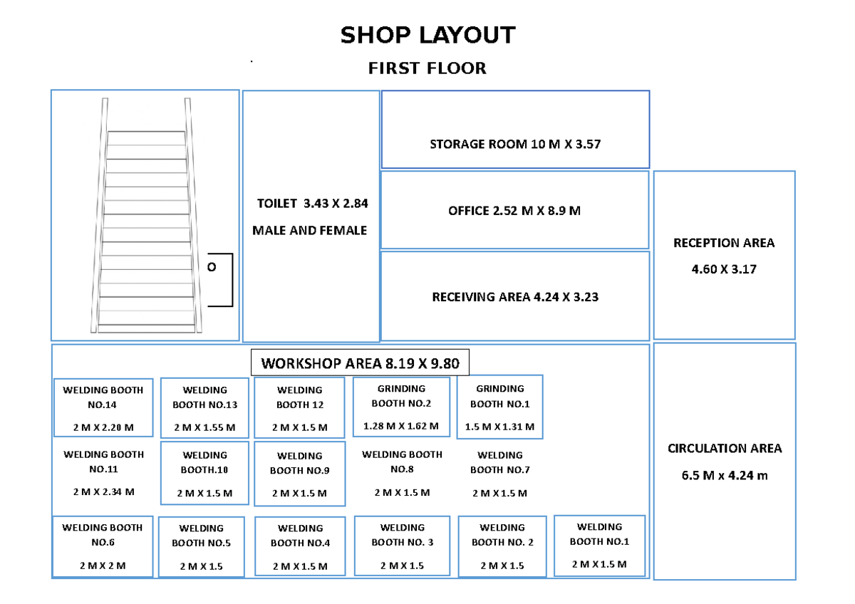 SHOP- Layout-1 - NOTES - SHOP LAYOUT FIRST FLOOR WELDING BOOTH NO. 2 M ...