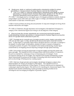 AVA 2 WGU Task 1 Geometry and Statistics - A. List of Standards a. KY.3 ...