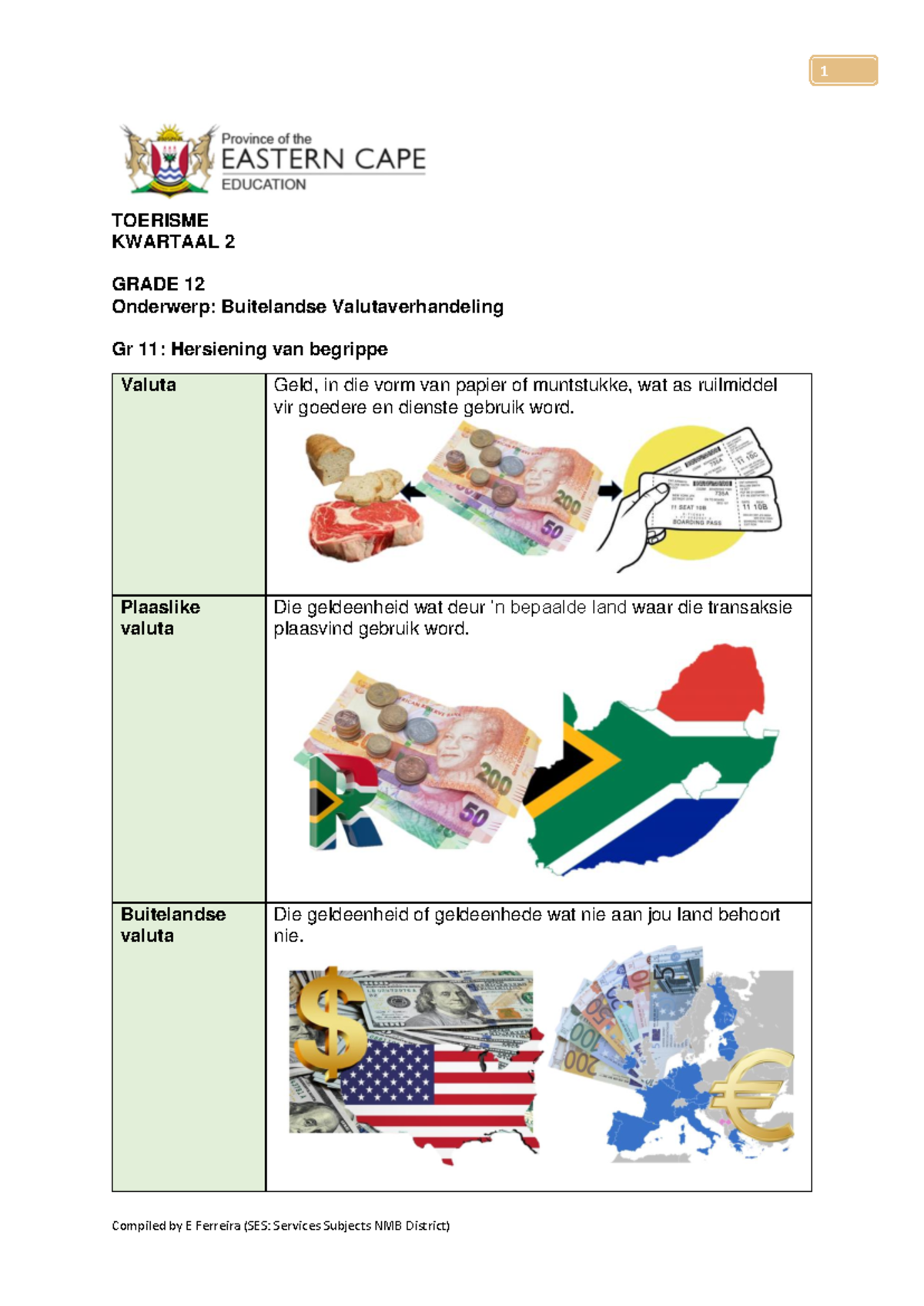 Toerisme Graad 12 Buitelandse Valutaverhandeling Notas - TOERISME ...