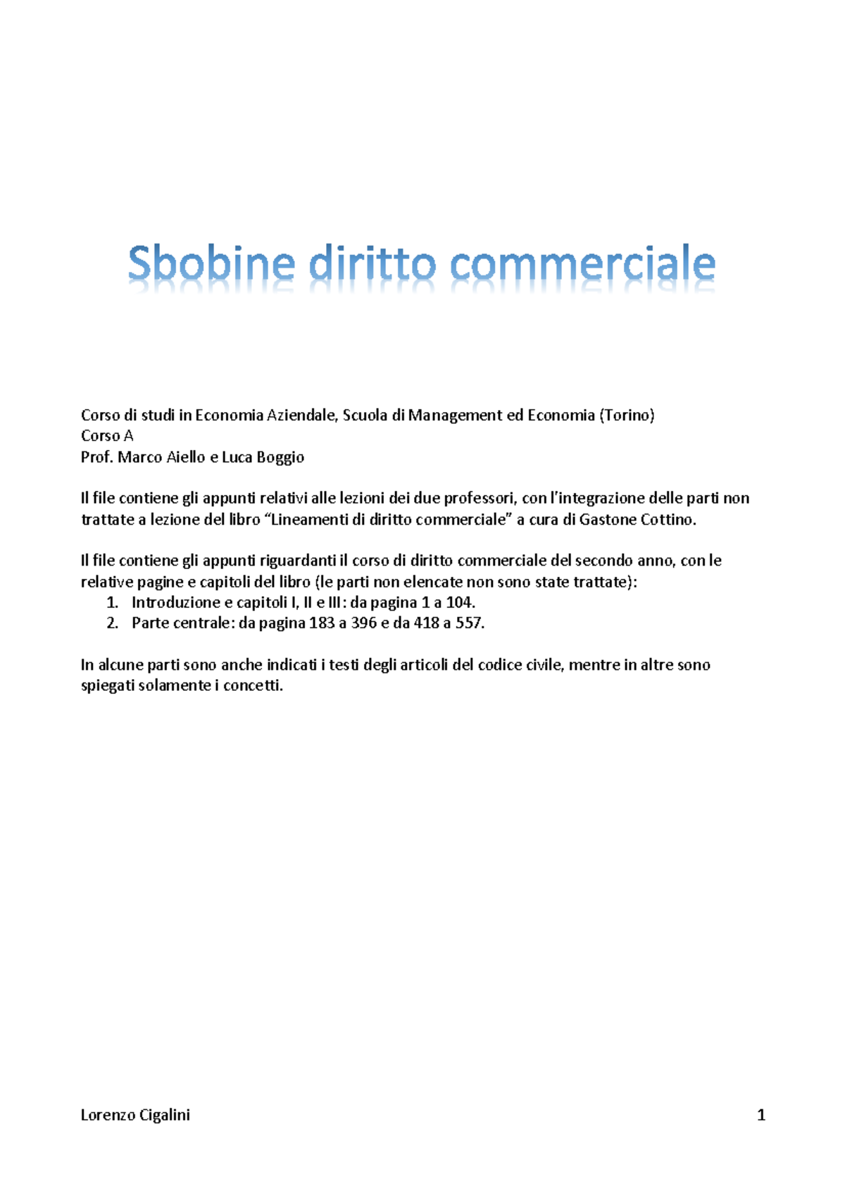 Appunti diritto commerciali completi - Warning: TT: undefined function: 32 Warning: TT ...