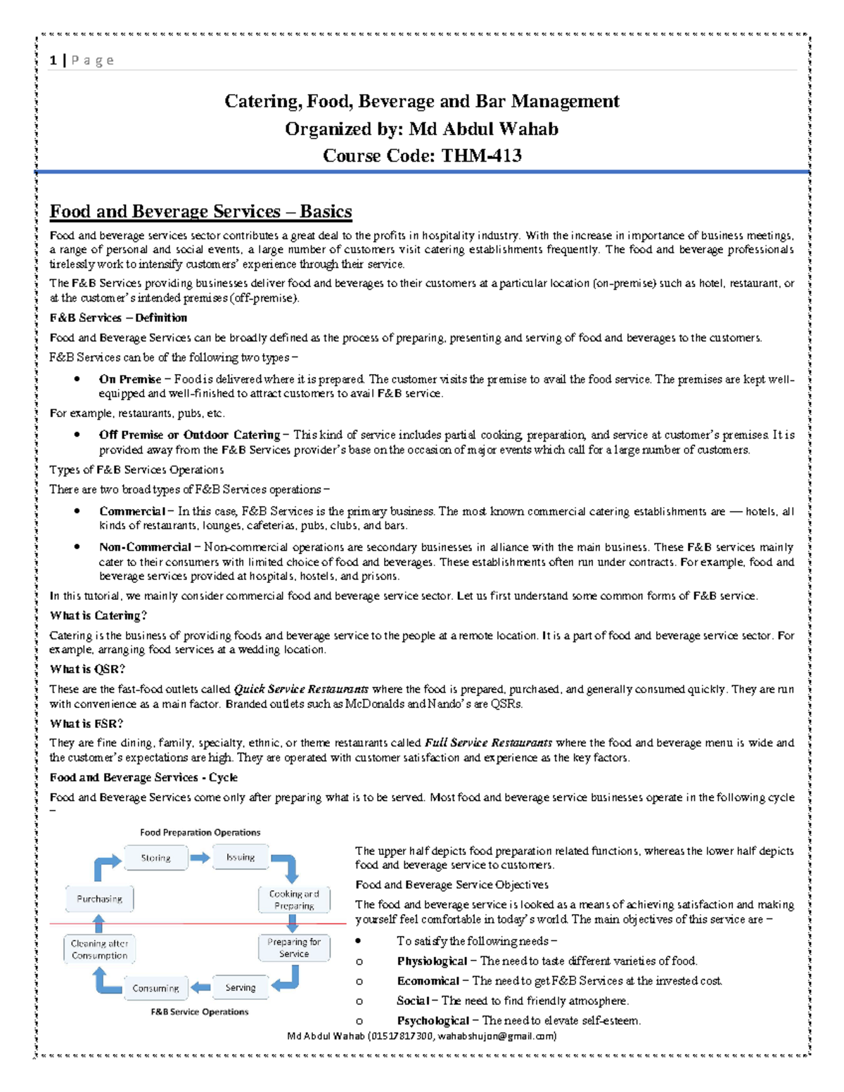 Catering, Food, Beverage and Bar Management - Catering, Food, Beverage ...
