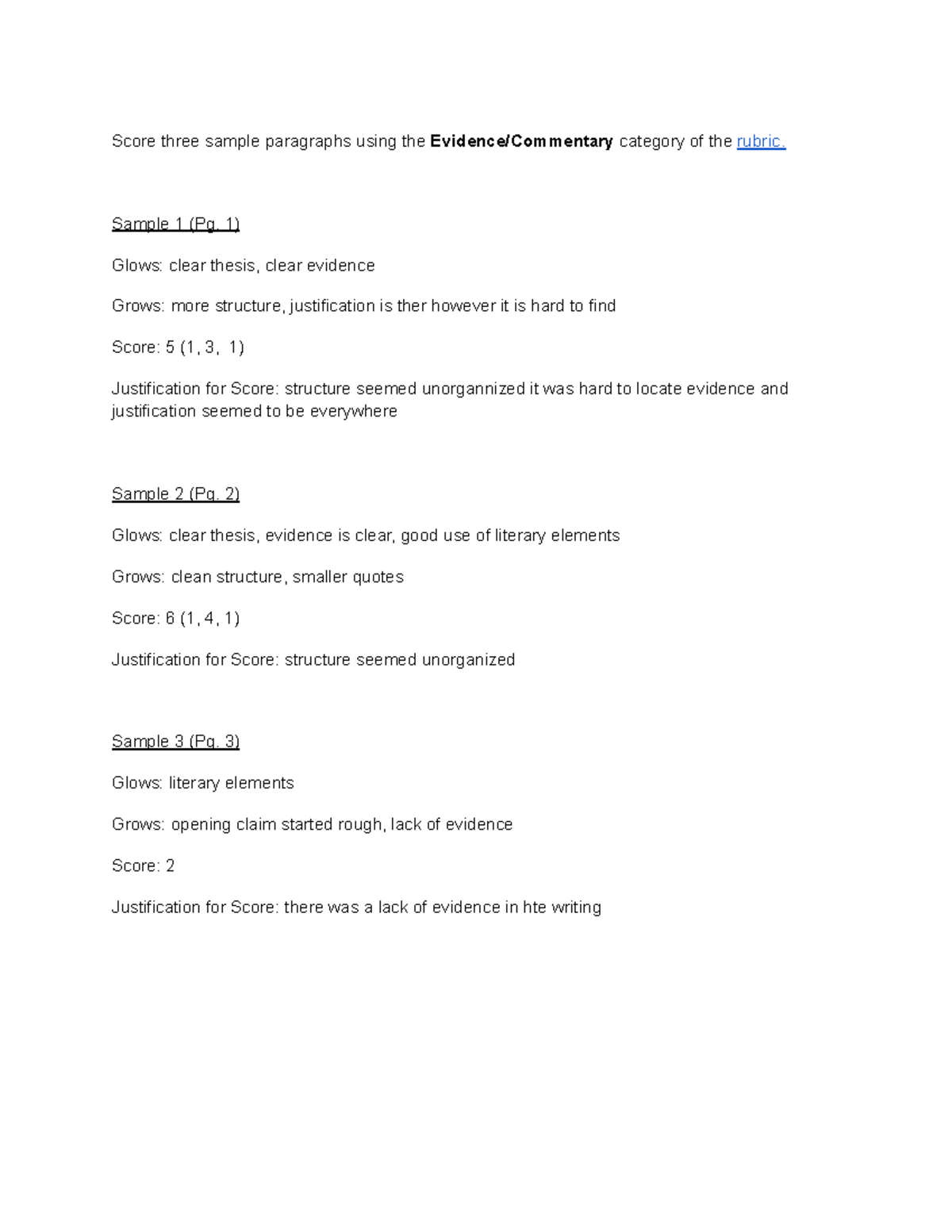 Sample Paragraphs (Red Convertible Paragraphs from 2022) - Score three ...