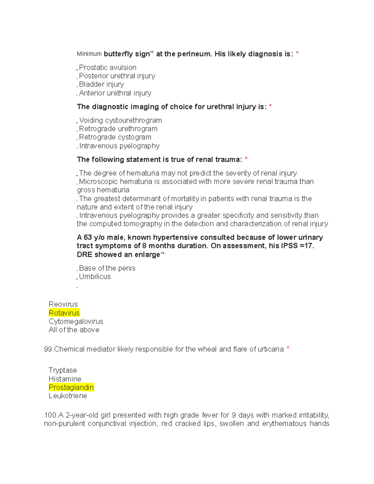 Illness and injuries exam part 2 - Minimum butterfly sign” at the ...