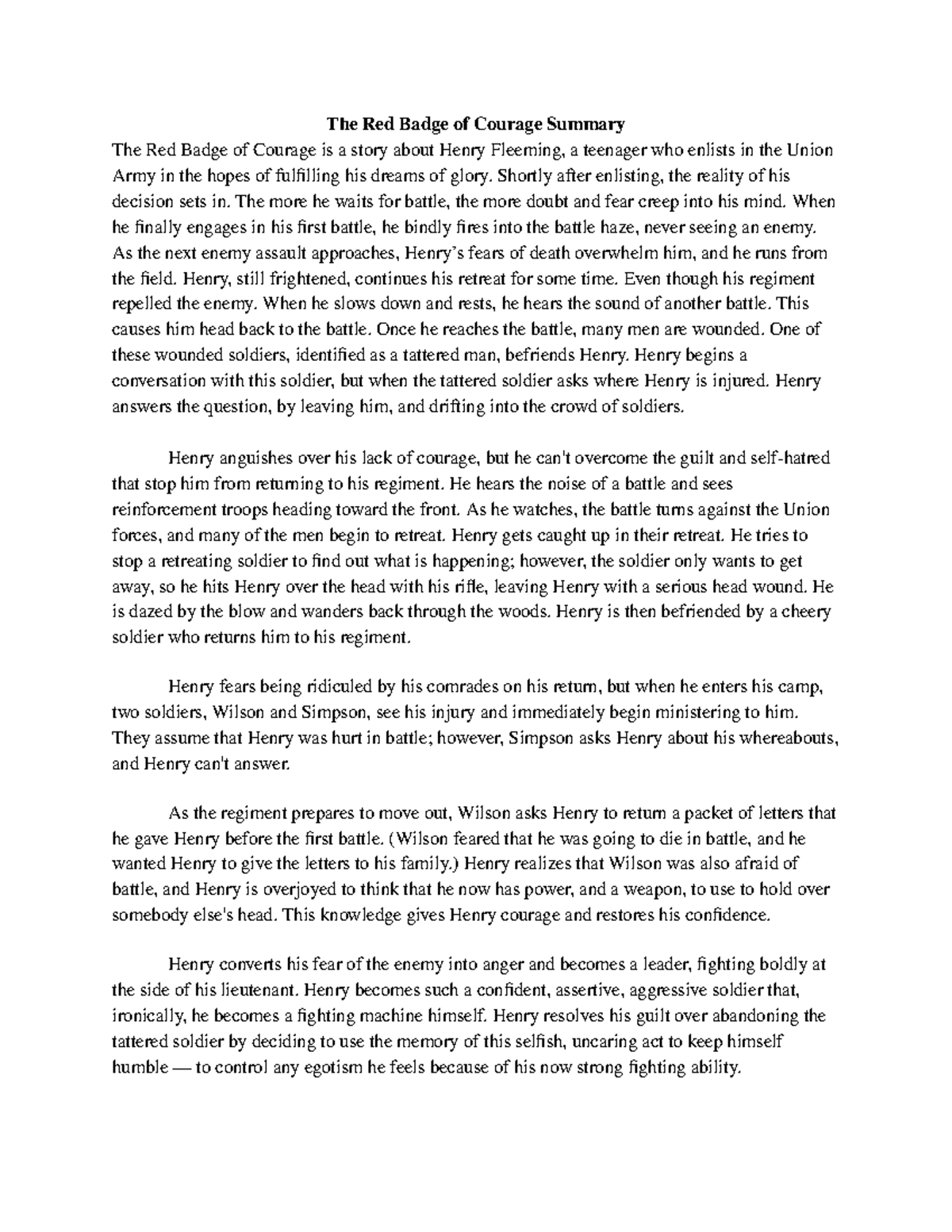 The red badge of courage summary - The Red Badge of Courage Summary The ...