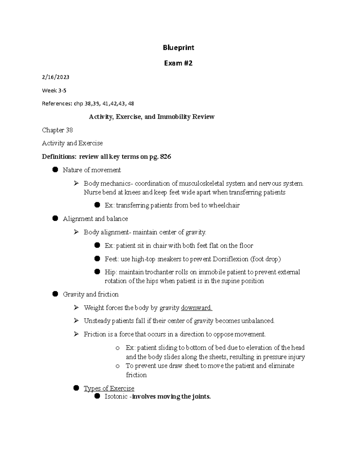 Blueprint exam #2 - all pertainent key points for exam - Blueprint Exam ...