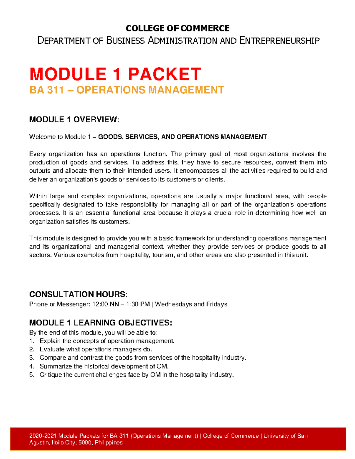 BA311 - Module 1 ( Goods Services AND Operations Management ...