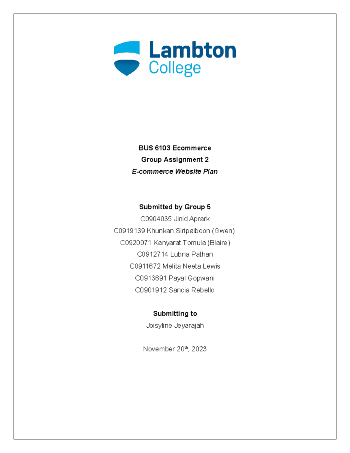 BUS 6103 Ecommerce assignment 2 - BUS 6103 Ecommerce Group Assignment 2 ...