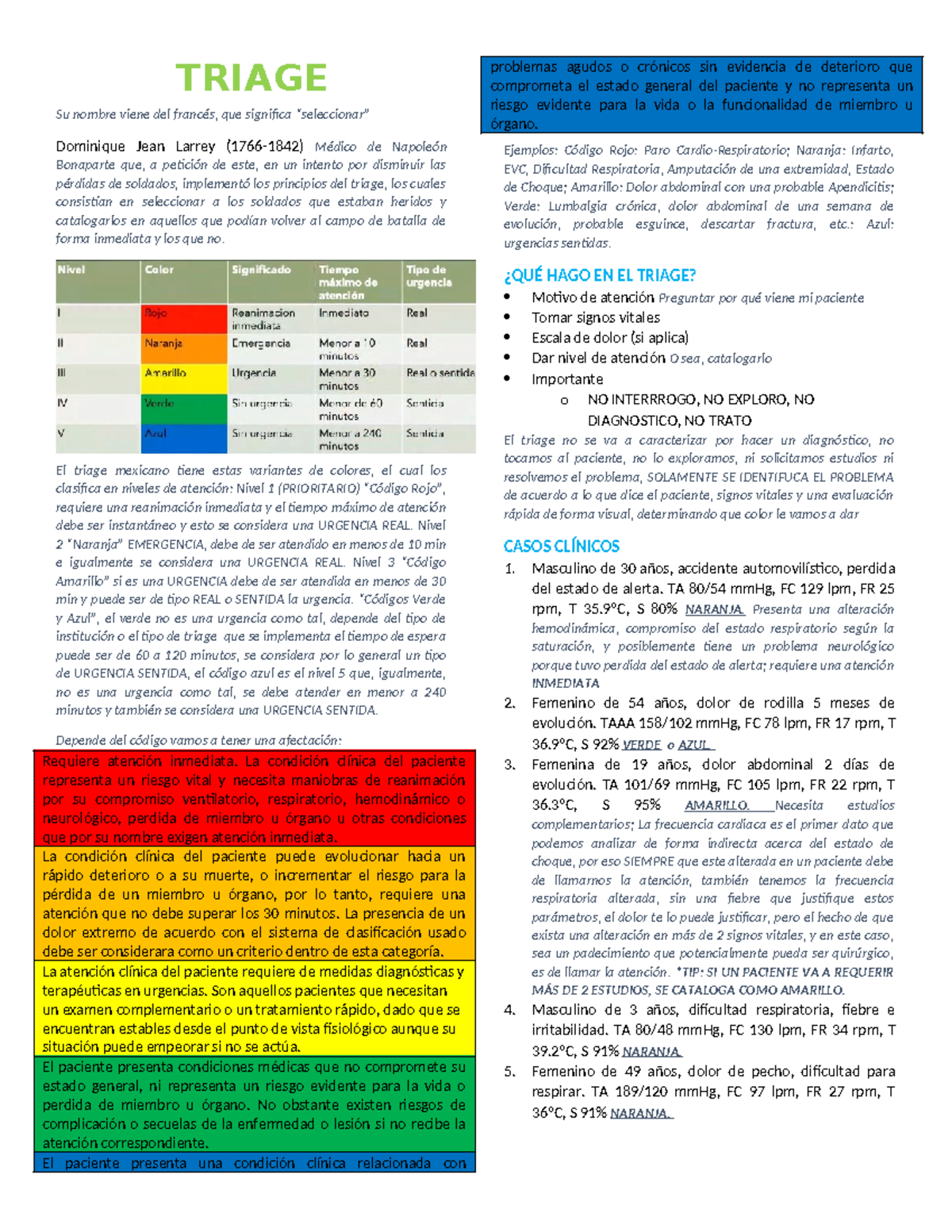 Tema 1 - TRIAGE - TRIAGE Su nombre viene del francés, que significa ...