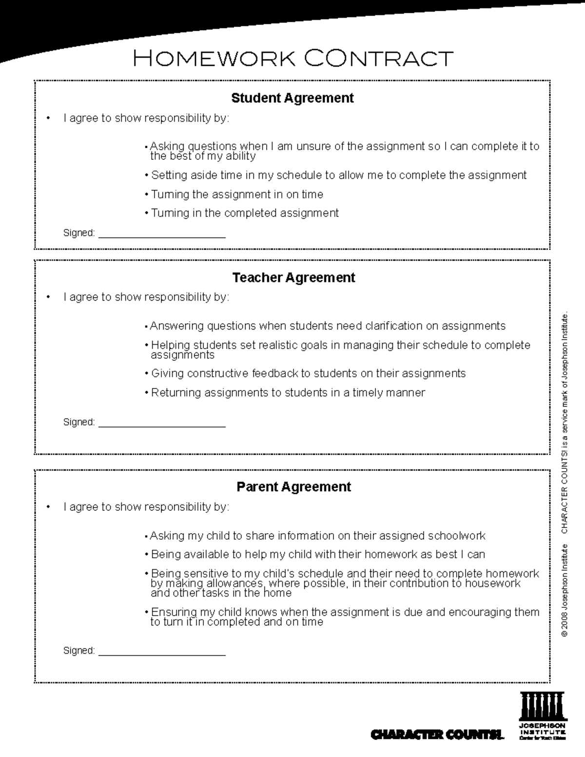 Homework COntract Student Agreement - Homework COntract Student ...