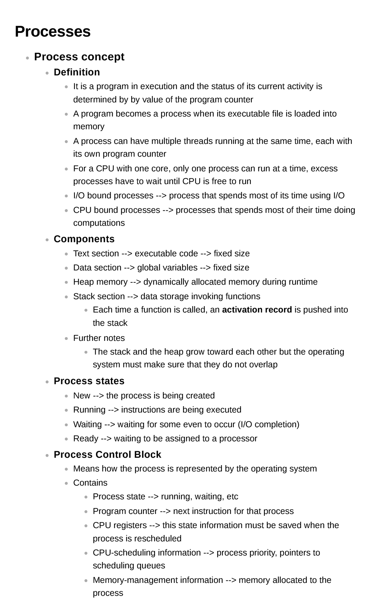Processes - lecture note - Processes Process concept Definition It is a ...