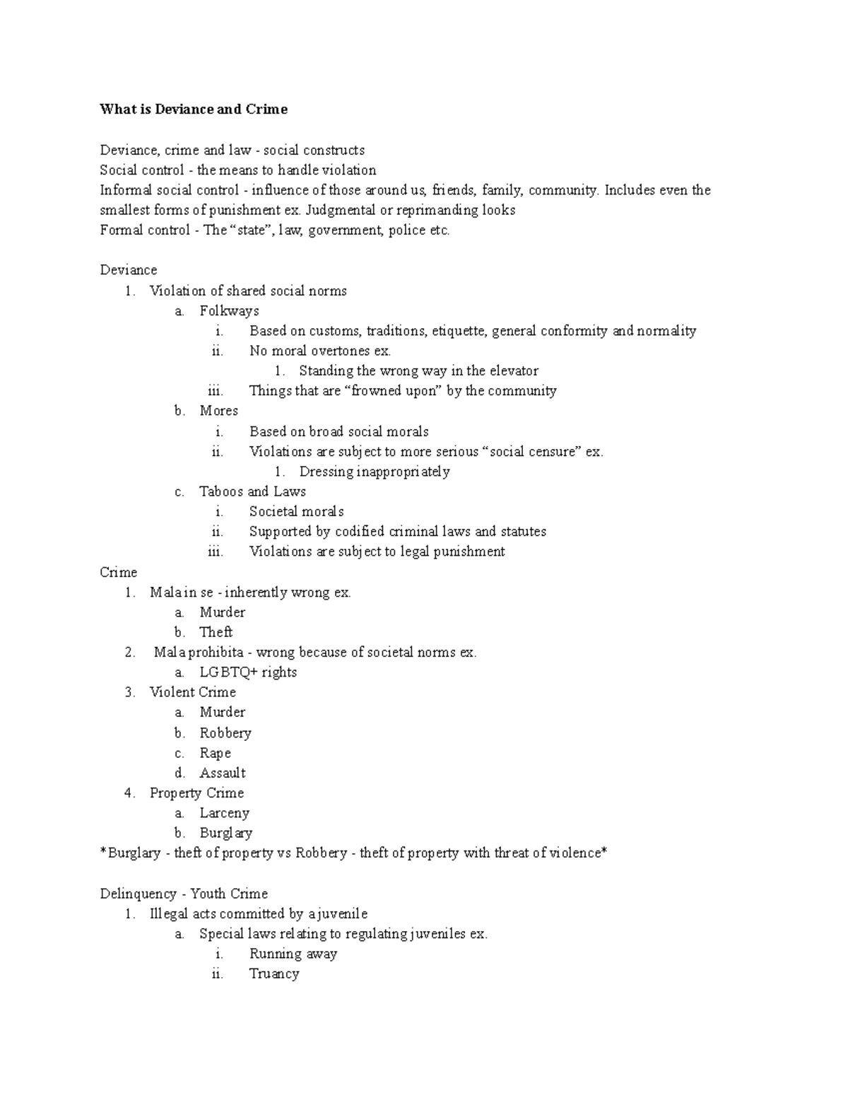 Criminal Theory - Class notes - What is Deviance and Crime Deviance ...