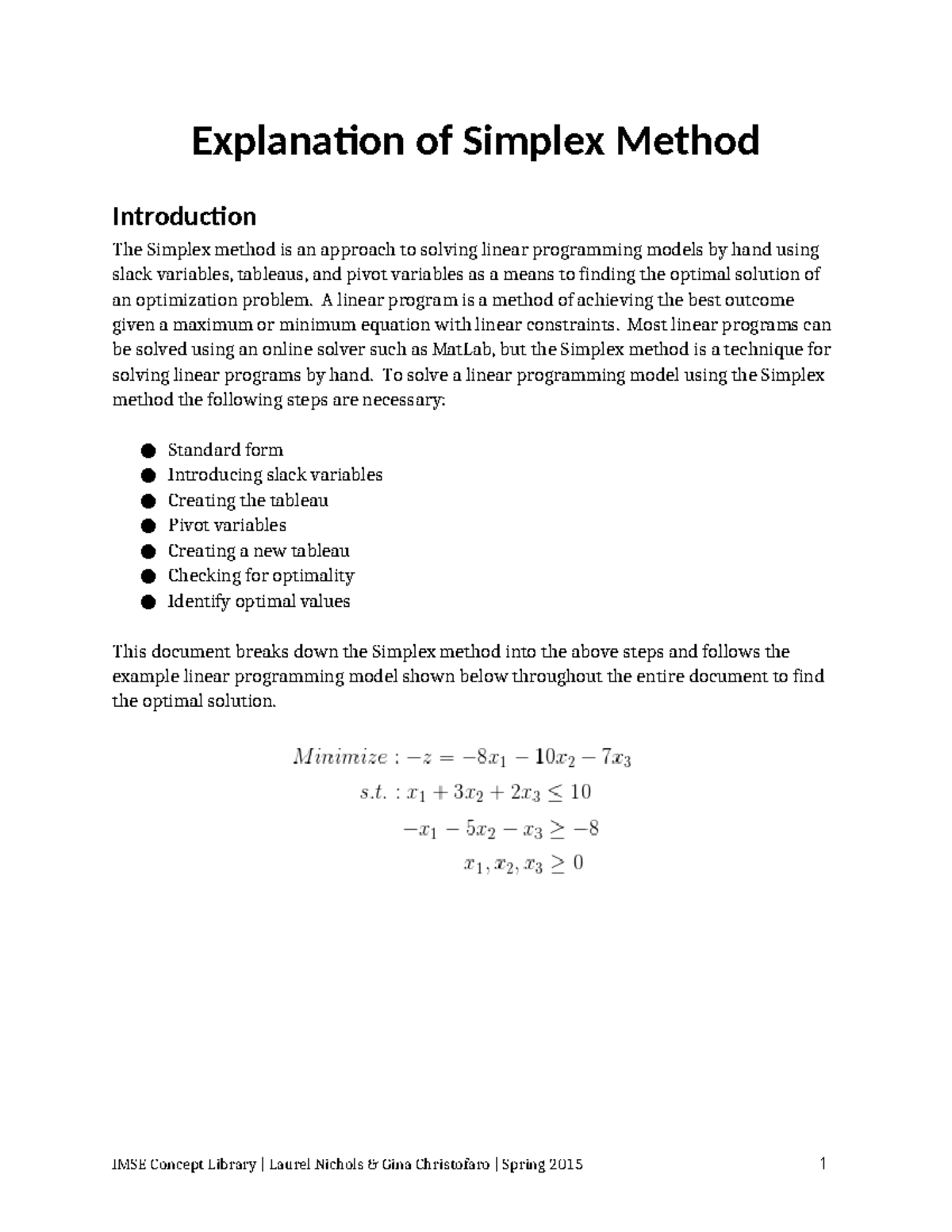 Explanation-of-Simplex-Method - Explanation of Simplex Method Introduction The Simplex method is ...
