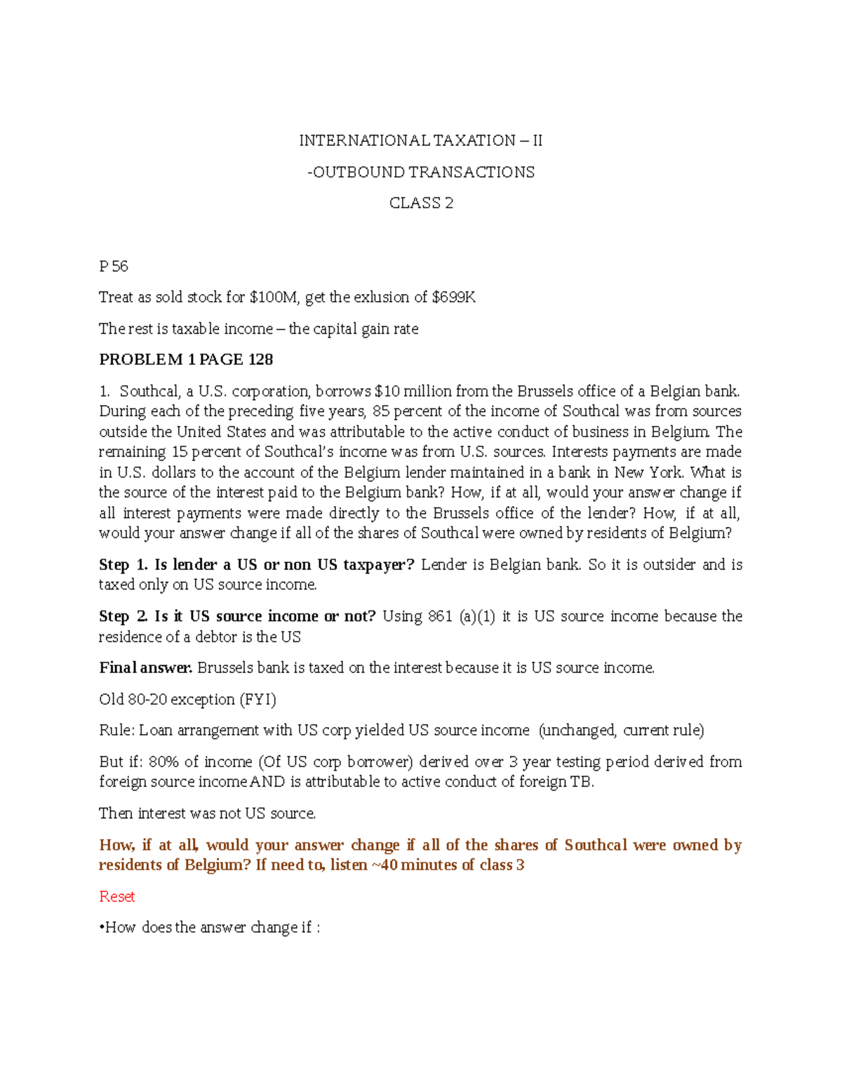 Problems International Taxation recovered - INTERNATIONAL TAXATION – II ...