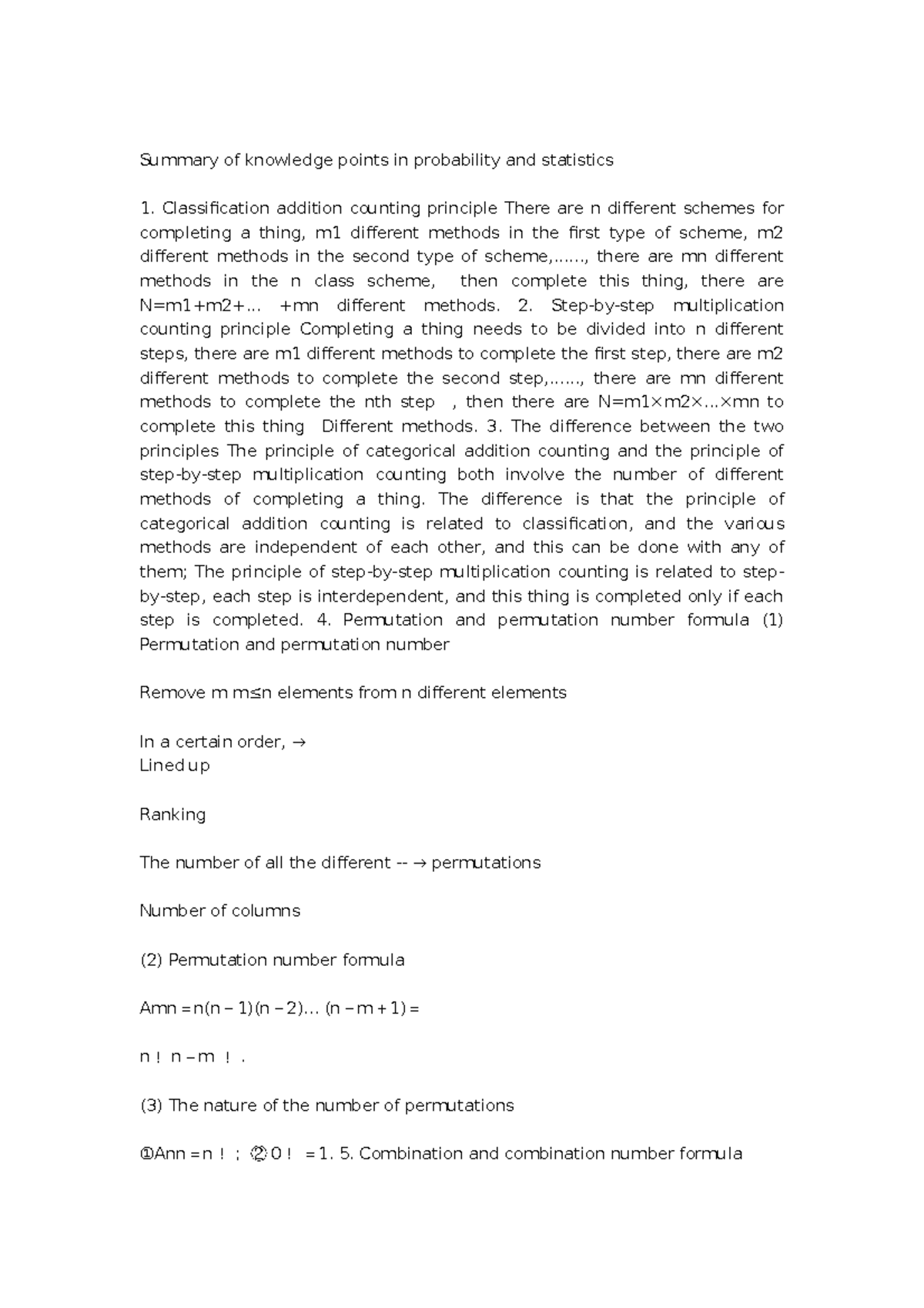 Summary of knowledge points in probability and statistics - Summary of knowledge points in - Studocu