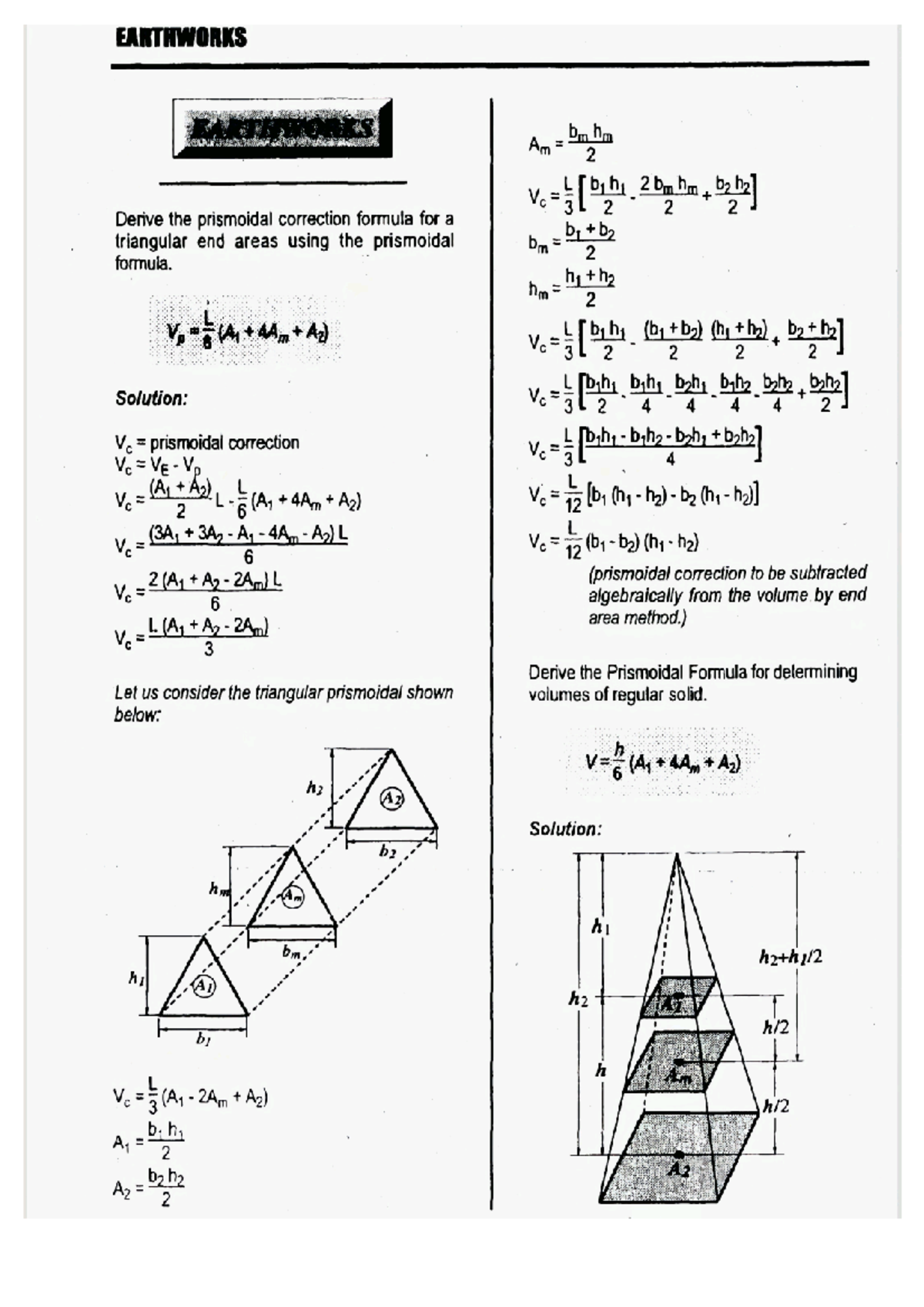 Earthworks - Surveying 2 Notes - Bachelor of Science in Civil ...