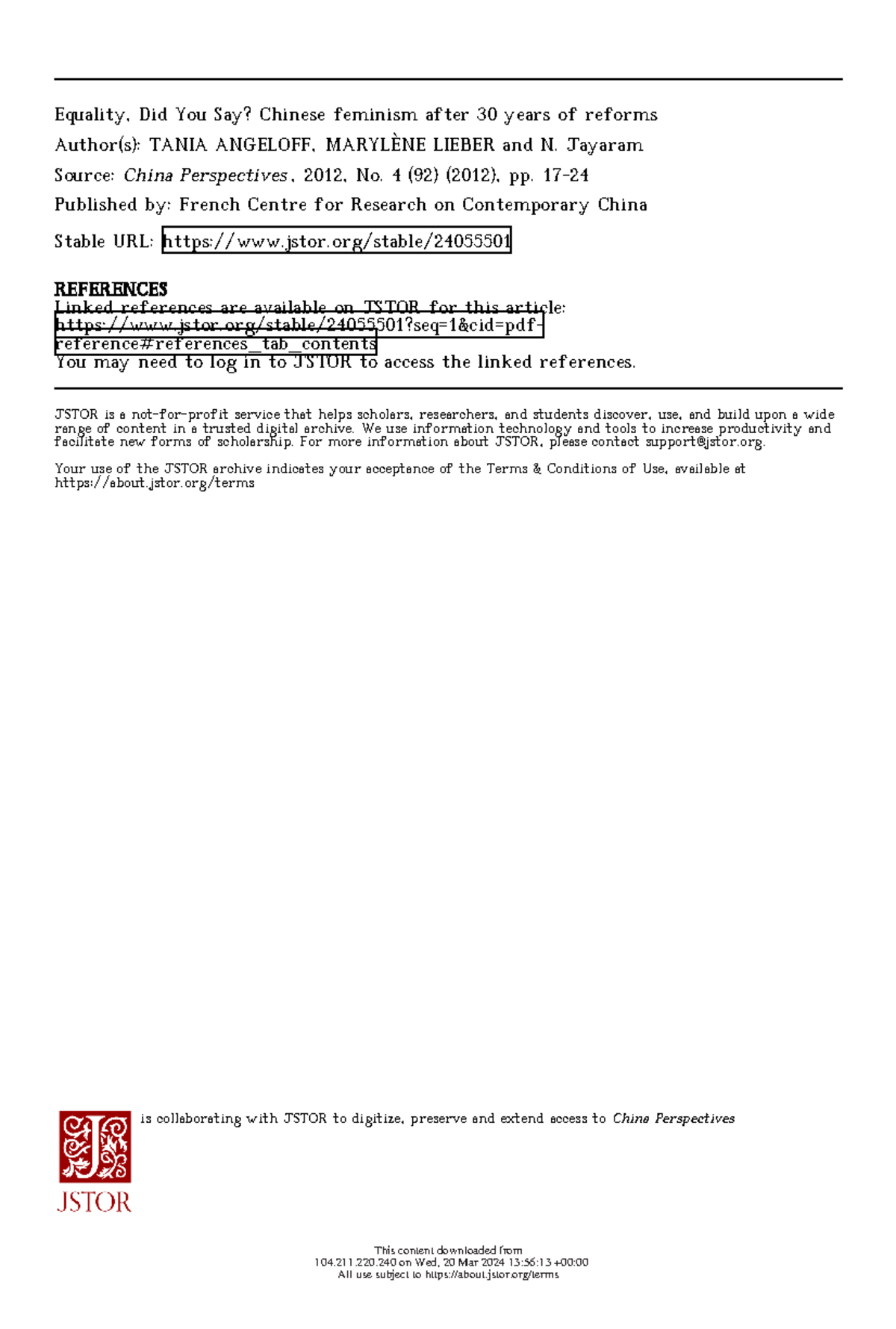 Equality Say Chinese-2012 - Equality, Did You Say? Chinese feminism ...