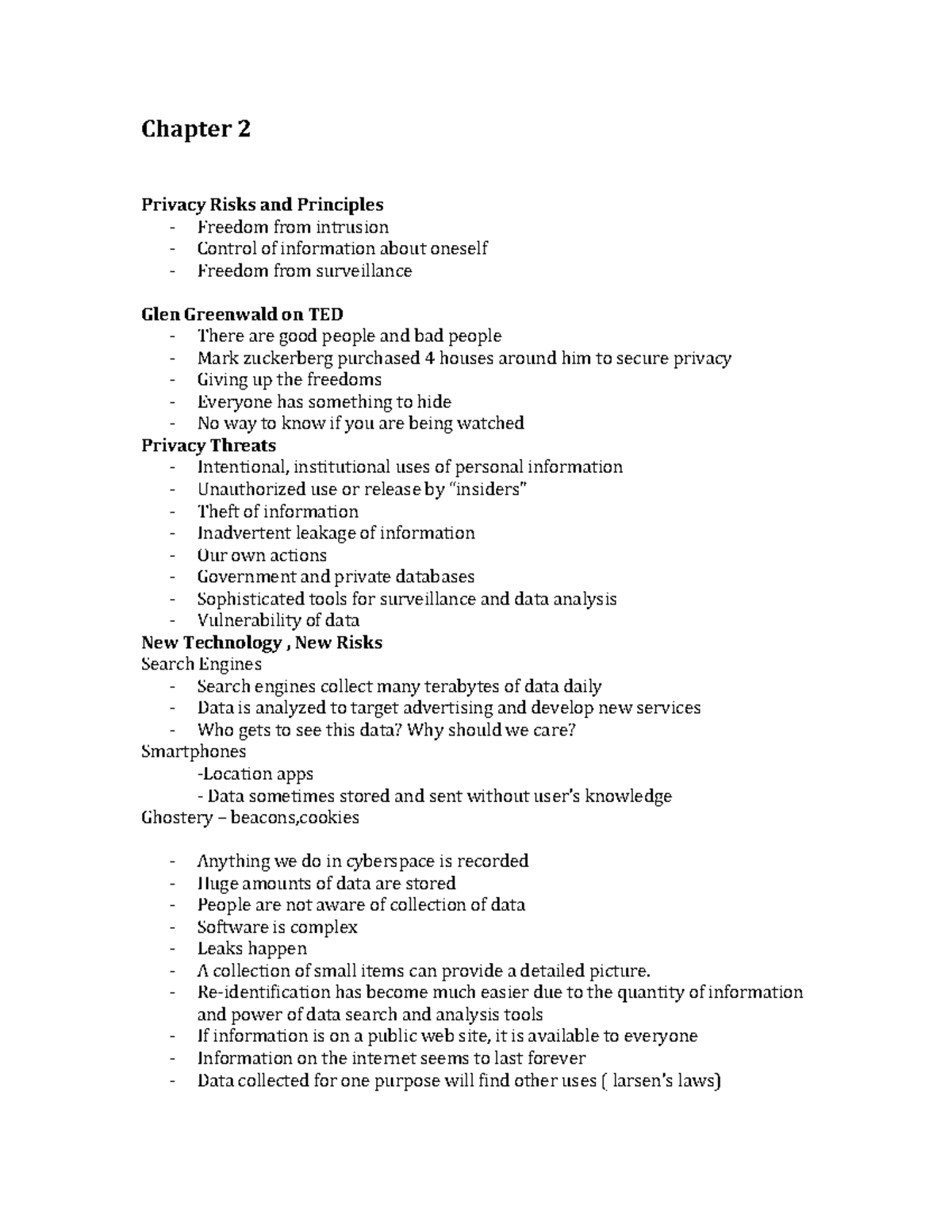 Chapter 2 - COMP LEC CH 2 - Chapter 2 Privacy Risks and Principles ...