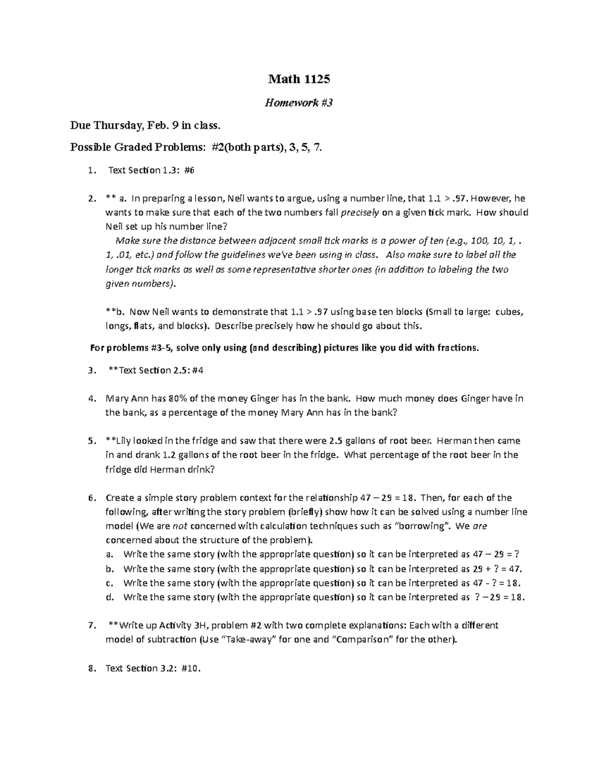 1125HW3 - Homwork assignment, problem solving - Math 1125 Homework Due ...