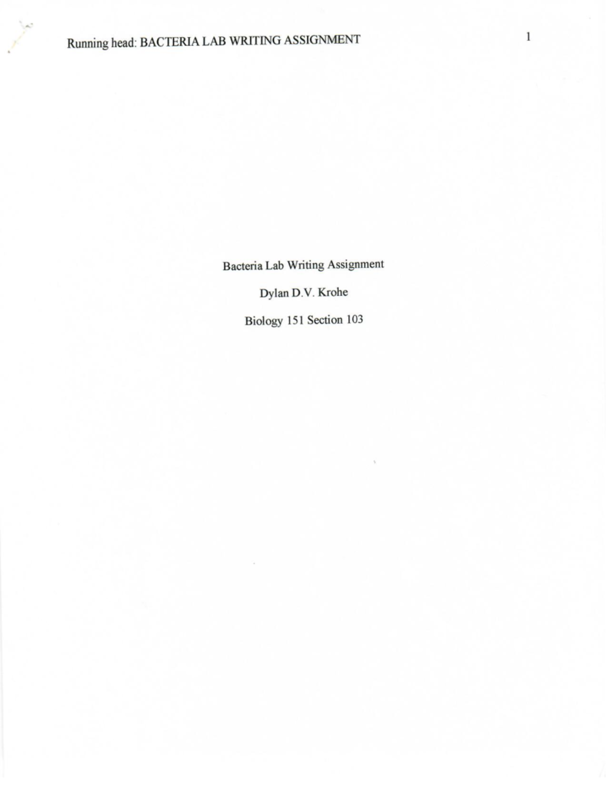 Bacteria Lab Essay - Grade: A+ - BIO 151 - Studocu