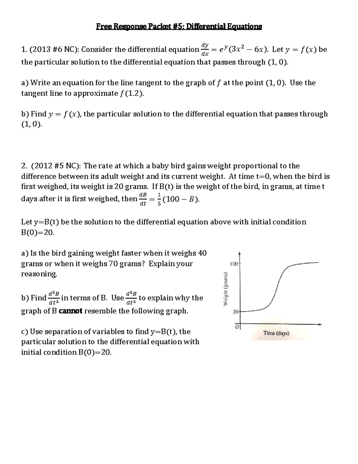 Free Response Packet Differential Equations - Studocu