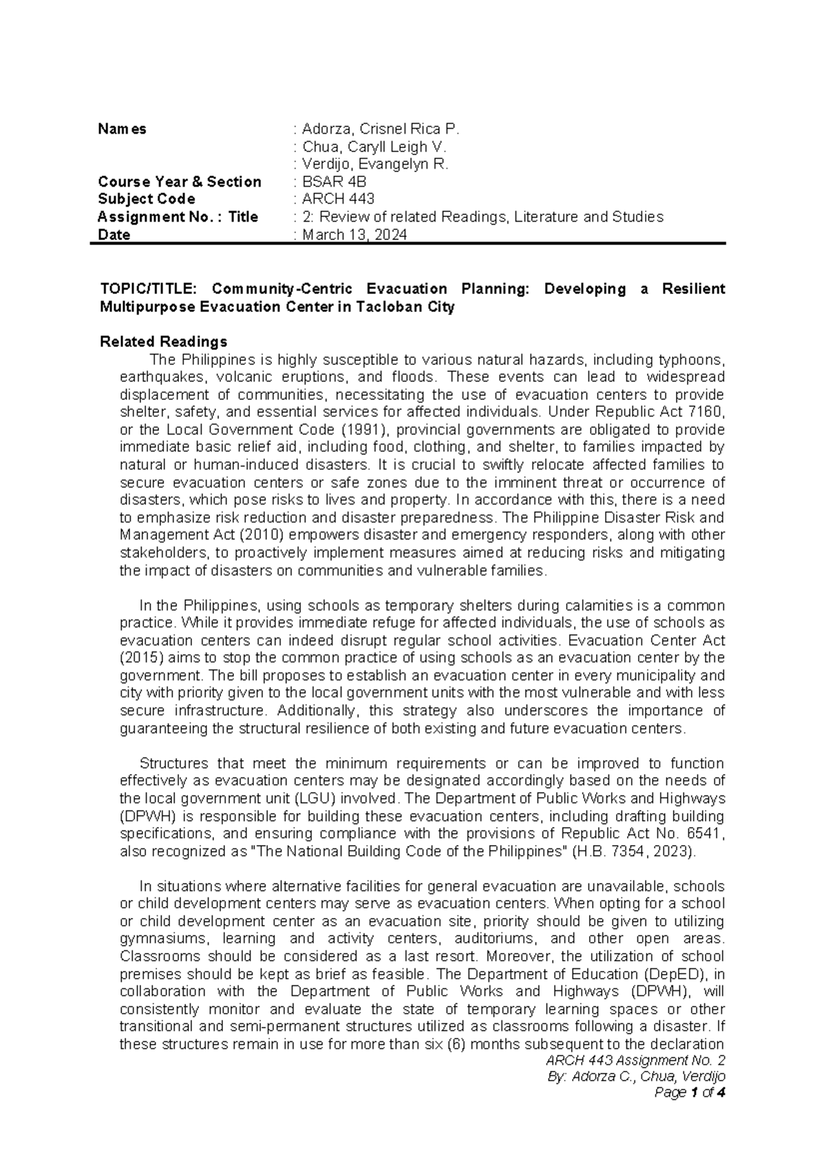 ARCH443-Assignment-No.-2-Template copy - Names : Adorza, Crisnel Rica P ...