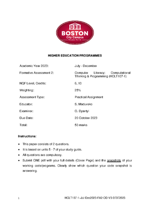 Course Outline HCLT106 1 Jan Jun2023 PC V - BOSTON CITY CAMPUS COURSE ...