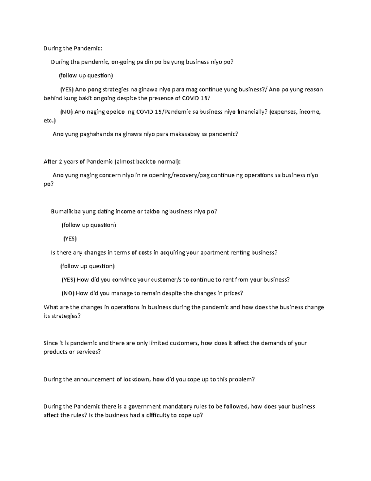 SBA Interview Questions - During the Pandemic: During the pandemic, on ...