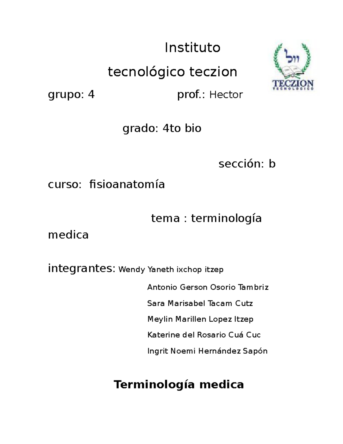 Terminología medica - terminologias medics - Instituto tecnológico ...