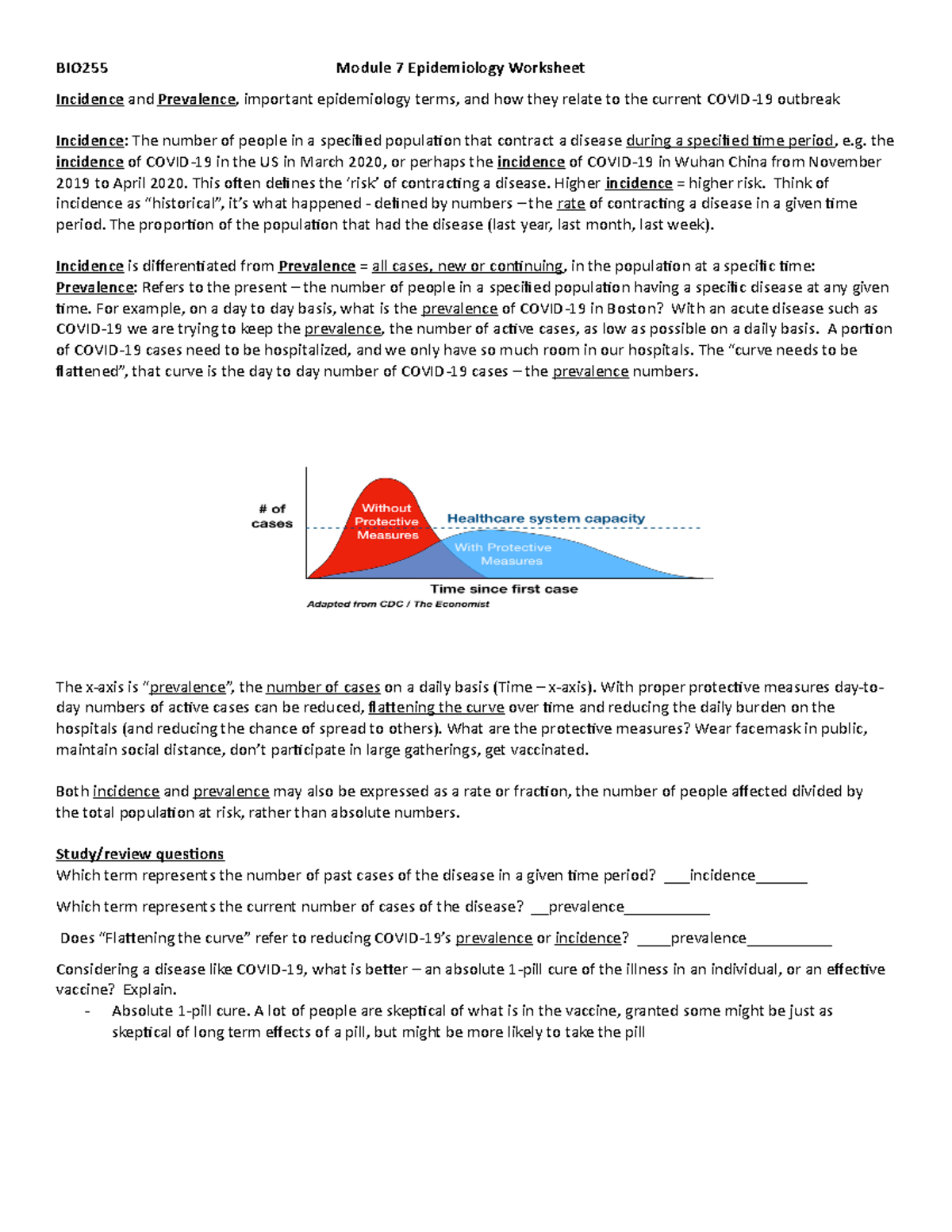 BIO255 Module 7 Epidemiology Worksheet - BIO255 Module 7 Epidemiology ...