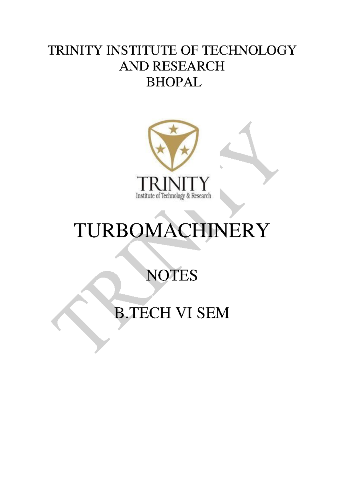 Turbo Machines 15ME53 - TRINITY INSTITUTE OF TECHNOLOGY AND RESEARCH ...