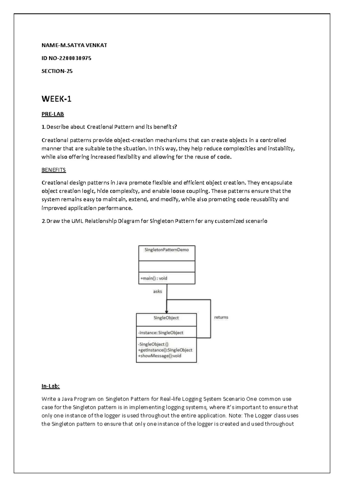 22000 30975 AOOP PRAC EXP1 - NAME-M VENKAT ID NO- 2200030975 SECTION ...