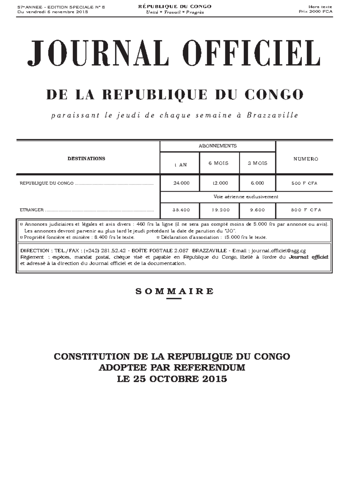 Congo Constitution 2015 - CONSTITUTION DE LA REPUBLIQUE DU CONGO ...