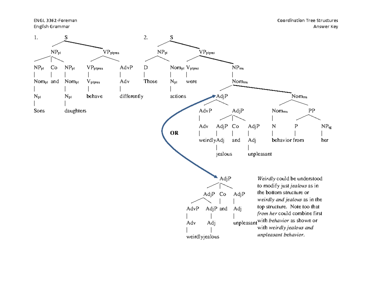 Answer Key for Coordination Exercises - English Grammar Answer Key S 2 ...