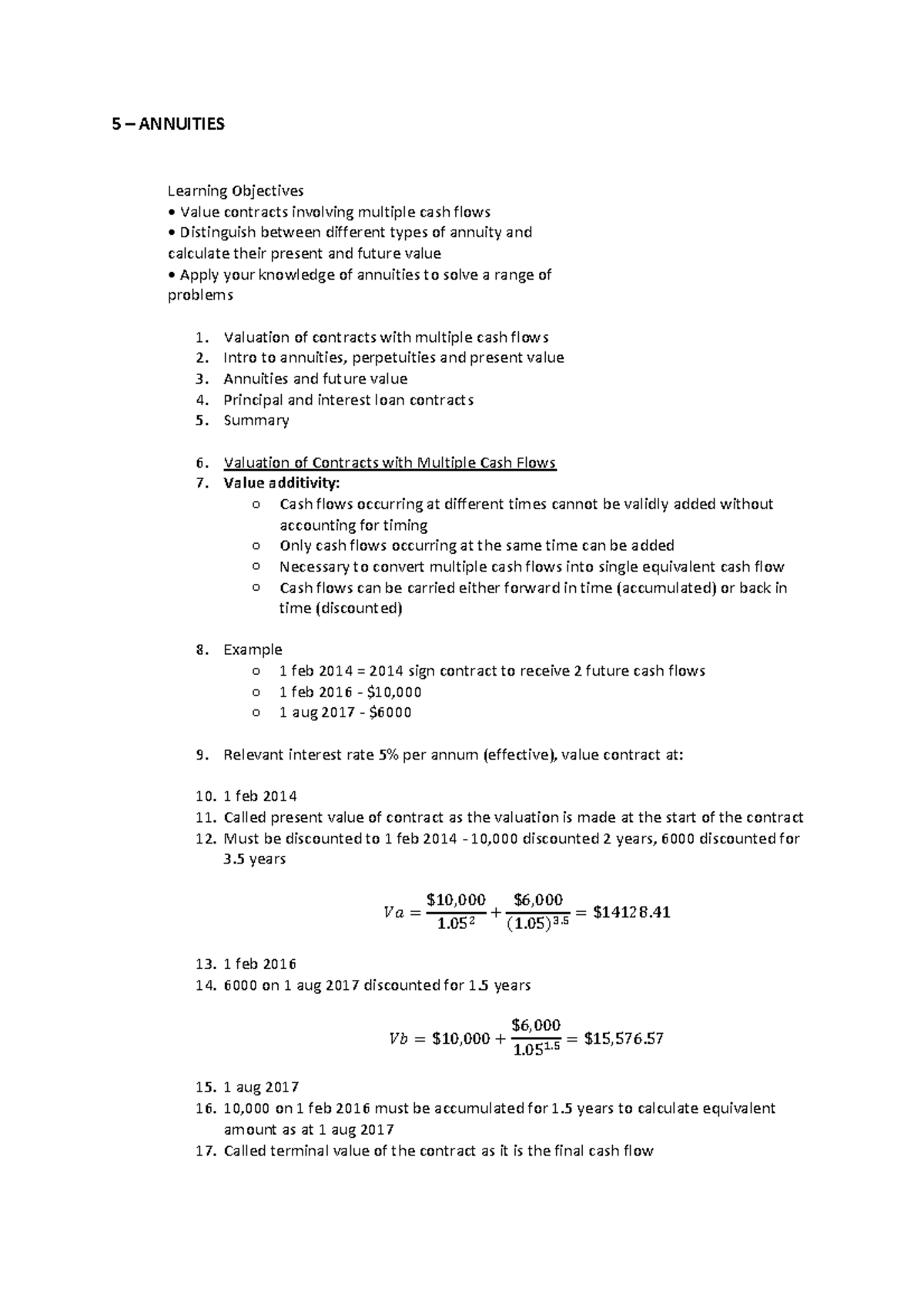 ACFI1003 5 - lecture notes and tutorial work - 5 – ANNUITIES Learning ...