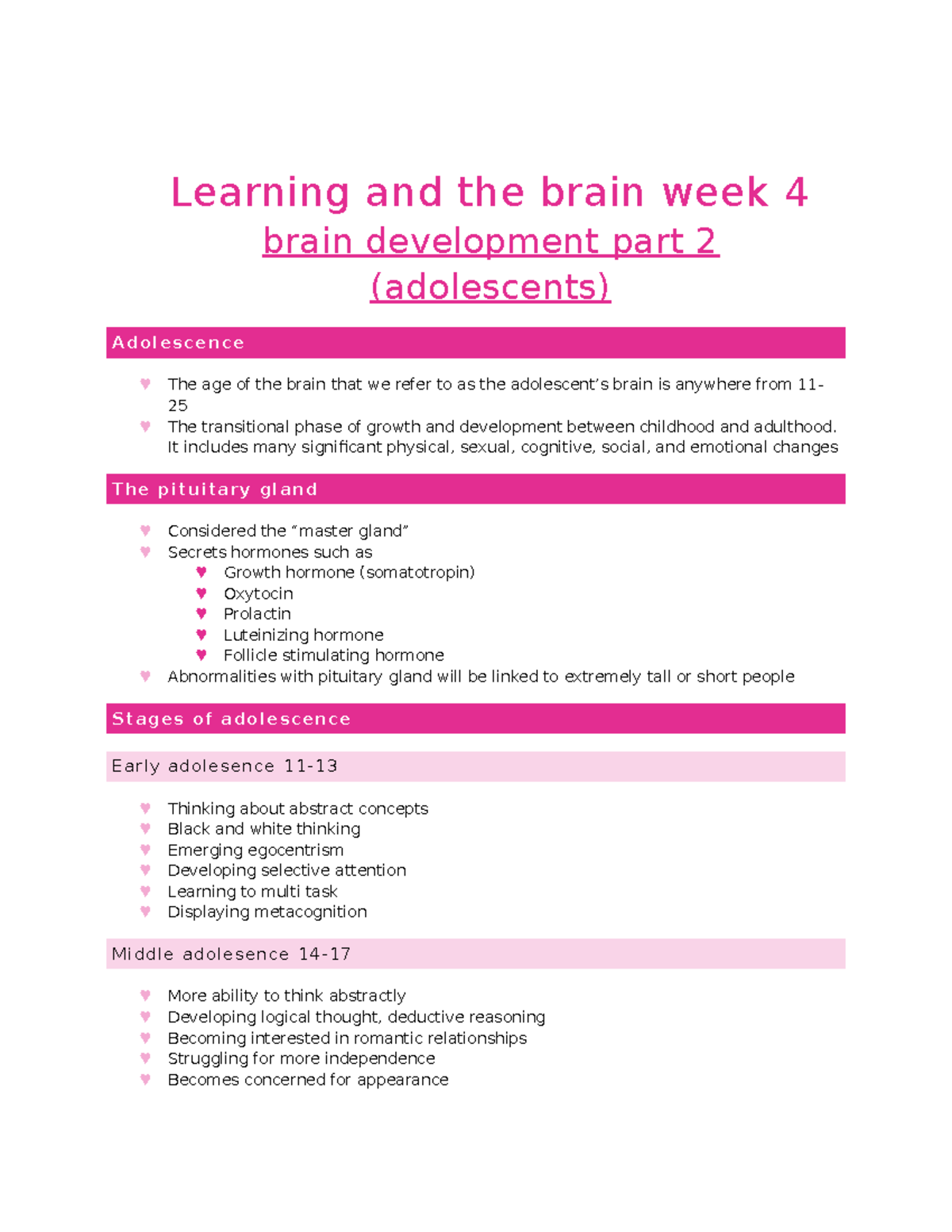 Brain Development Part 2 - Learning and the brain week 4 brain ...