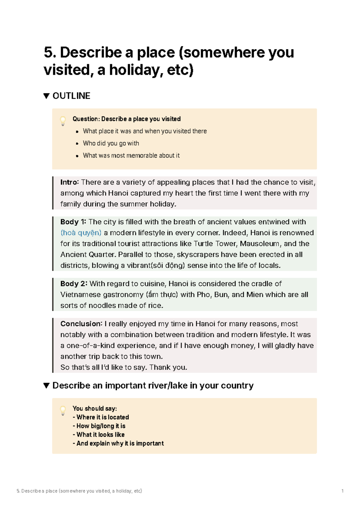 Ielts speaking part II - Describe a place (somewhere you visited, a ...