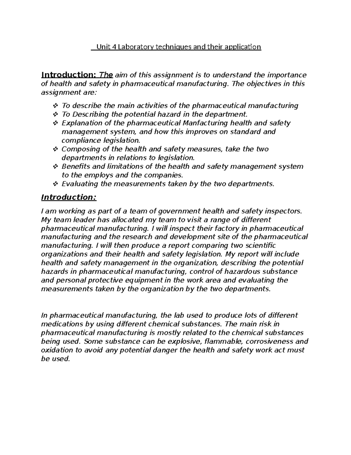 Unit 4 Laboratory techniques and their application - Unit 4 Laboratory techniques and their ...