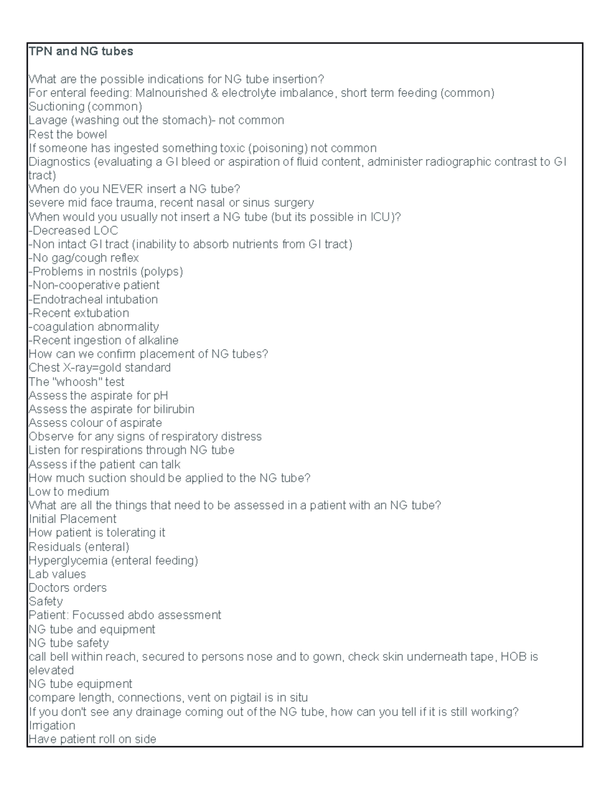 TPN and NG tubes - lecture note - TPN and NG tubes What are the ...
