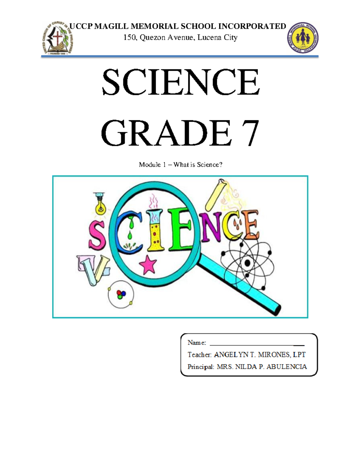 Grade 7 Module 1 - none - 150, Quezon Avenue, Lucena City SCIENCE GRADE ...