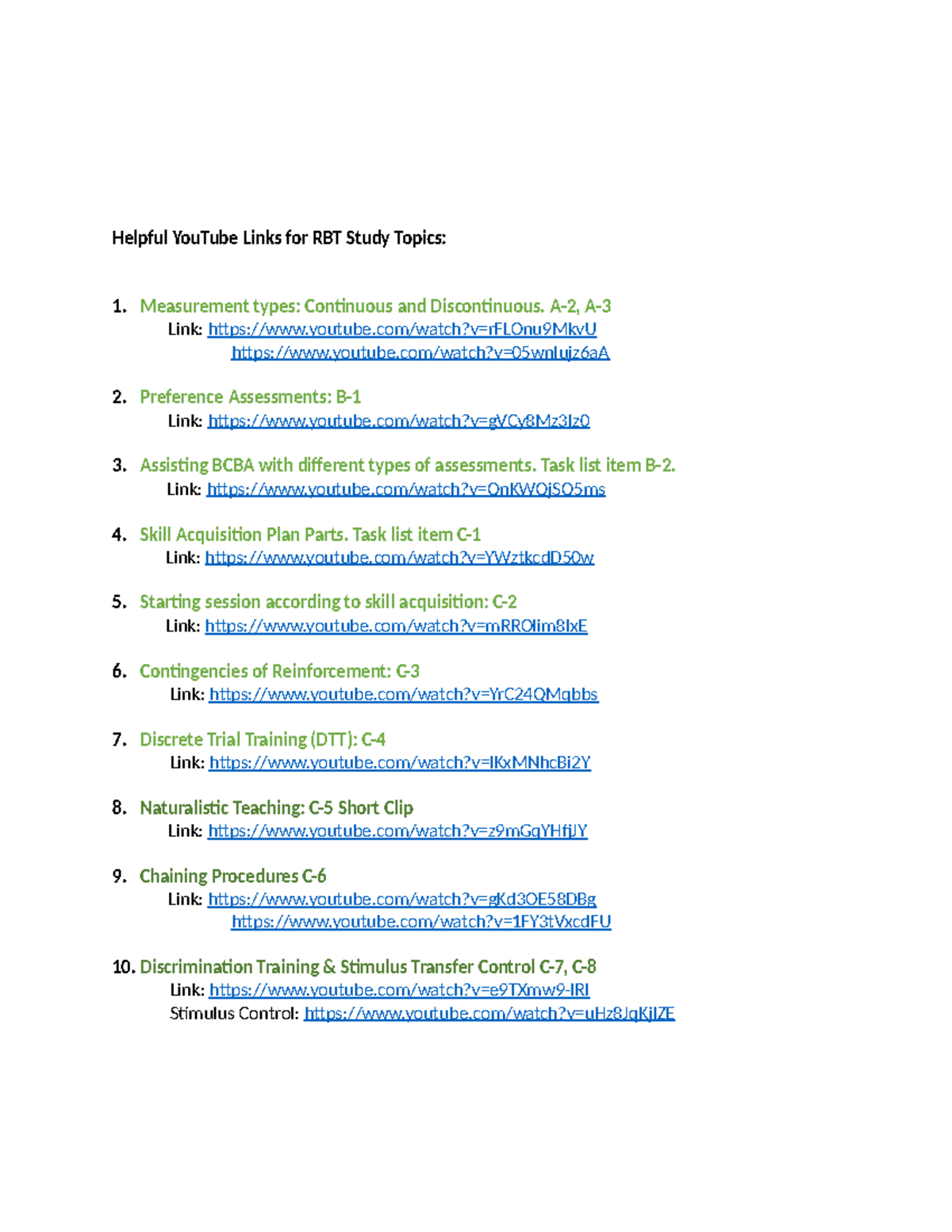 RBT Study Video Links - .... - Helpful YouTube Links for RBT Study ...