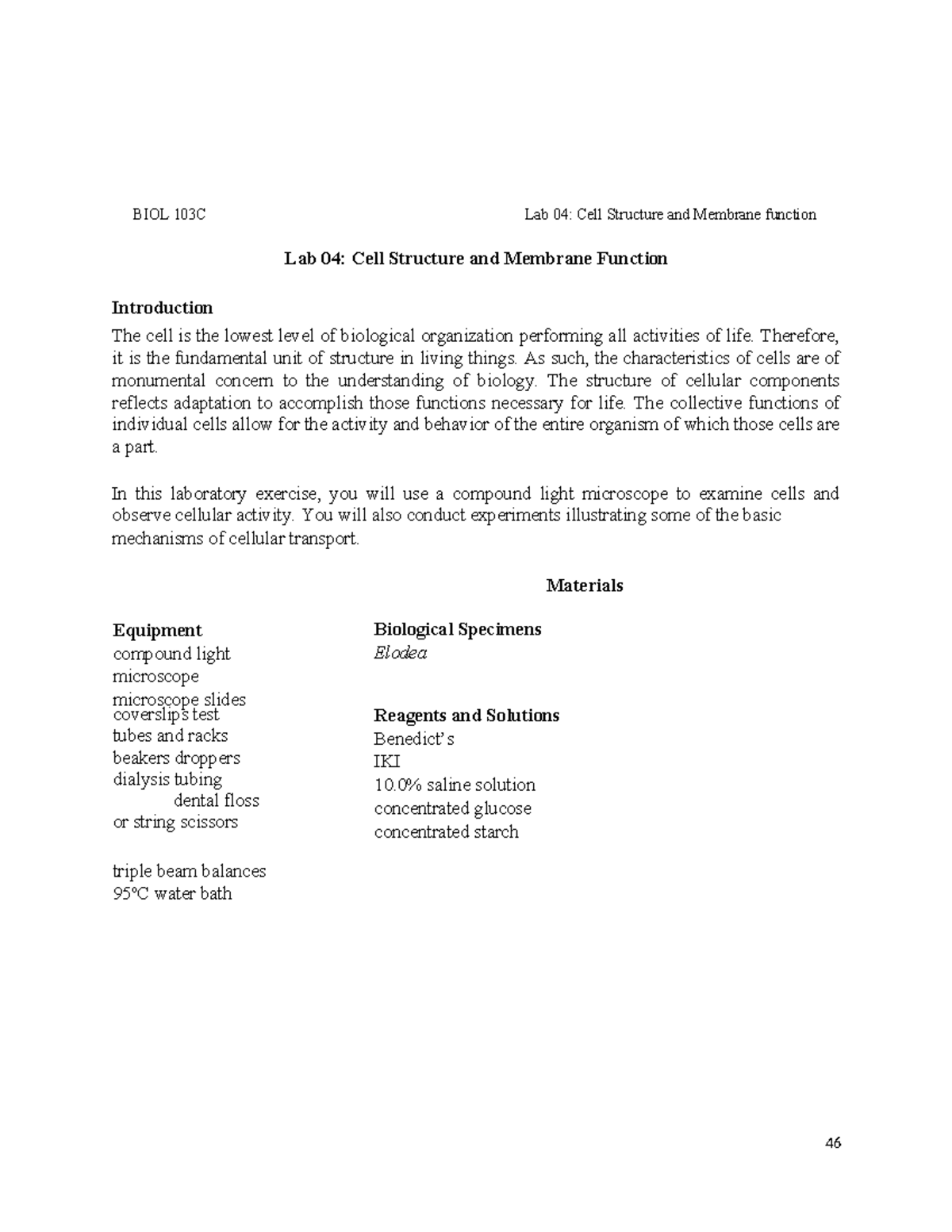 Lab Activity 4-sp2022 - Cell Structure and Membrane Function - Tagged - Lab 04: Cell Structure ...