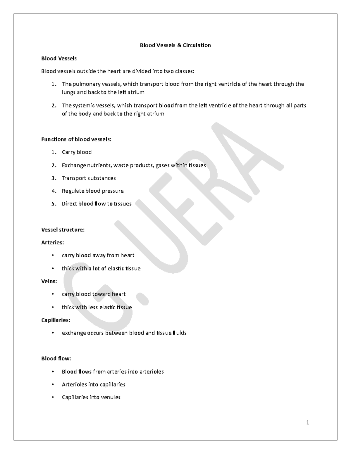 Blood Vessels and Circulation 1 - Blood Vessels & Circulation Blood ...