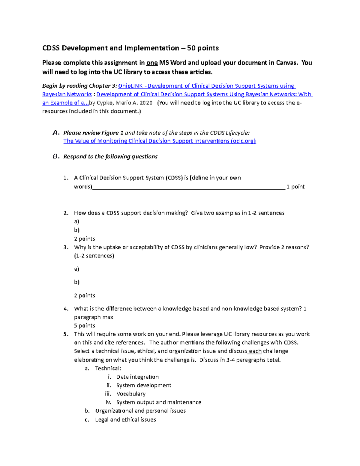 HI7010 Assignment Module 2-3 - CDSS Development and Implementation – 50 ...