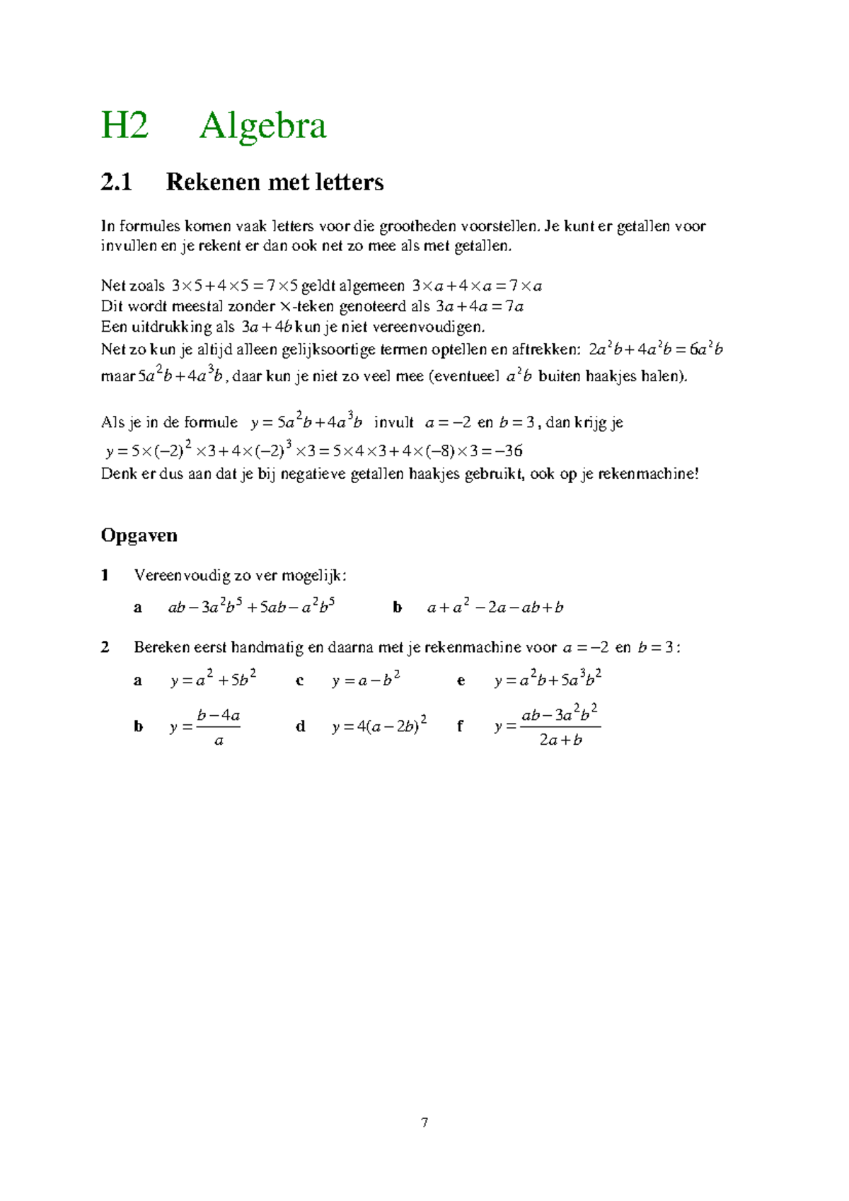 Samenvatting Basisvaardigheden Wiskunde Jaap Grasmeijer - H2 Algebra 2 ...