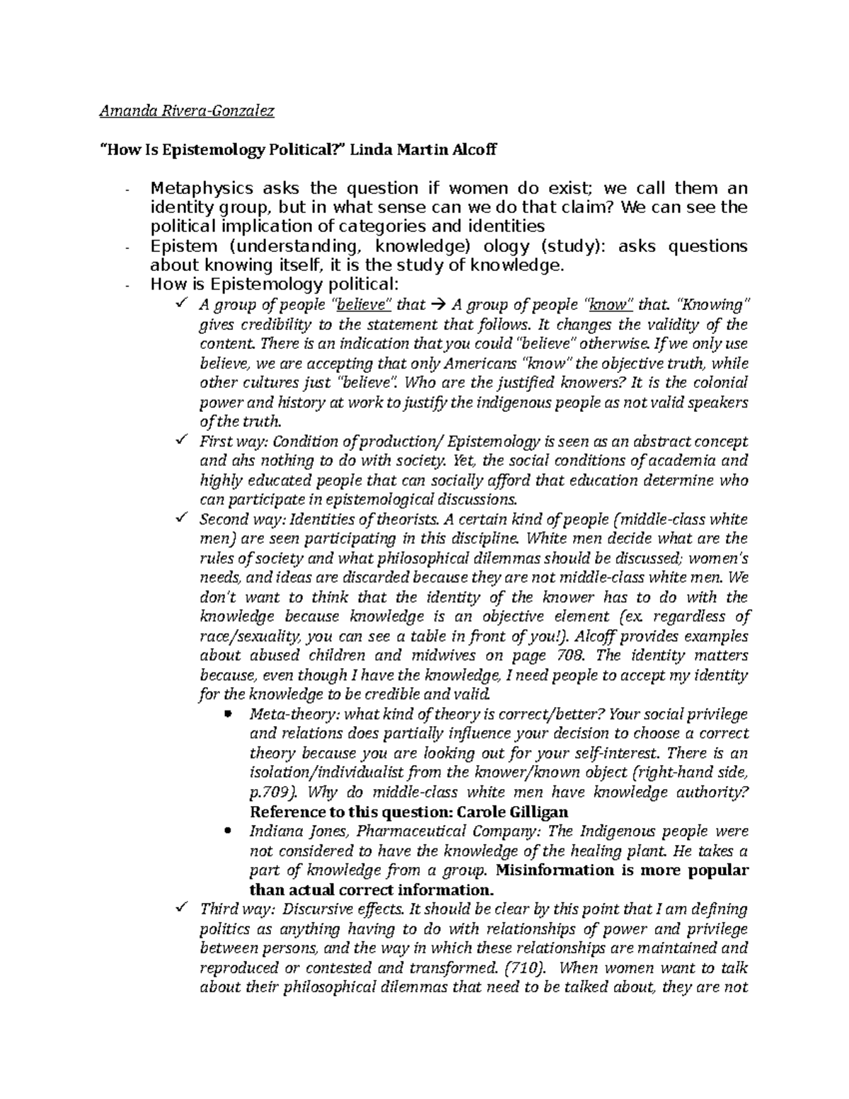 2020-philosophy of women(phi2000 )lecture notes week8 - Amanda Rivera ...