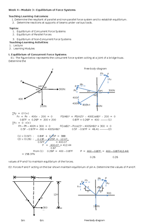 Module 2. Resultant of Force System - Learning Plan Lesson No: 1 Lesson Title: Resultant of ...